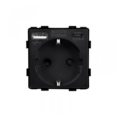 Enchufe con USB Schuko Tipo F con Marco PC Modern - efectoLED