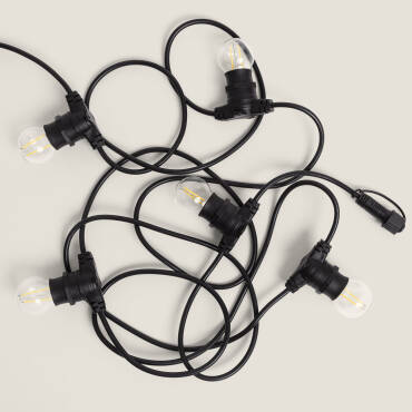 Kit Grinalda Luzes Exterior IP44 5m Preto + 5 Lâmpadas Filamento LED B22 2W G45 - efectoLED